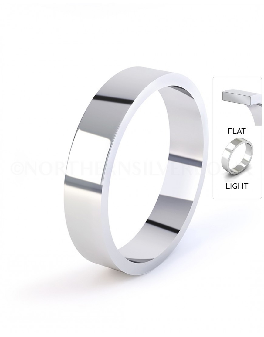 Flat Shape Light Weight Silver Wedding Ring For Men Width 3.5mm